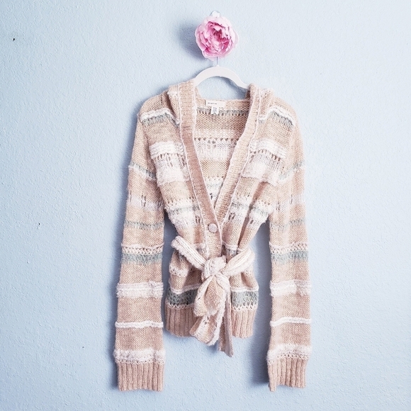 Anthropologie | Sweaters | Sleeping On Snow Cream Striped Open Knit ...